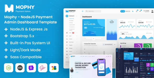 Mophy - Payment Admin Dashboard Nodejs Bootstrap Template | DexignZone